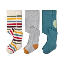 Tchibo - 3 Strumpfhosen - Baby - Gr. 86/92 - petrol/gestreift