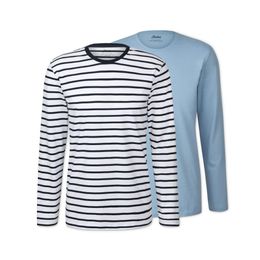 Tchibo - 2 Langarmshirts - Herren - Gr. M - dunkelblau/gestreift