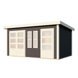 Karibu Gartenhaus mit 2 separaten R&auml;umen - 426x276x228cm - grau -