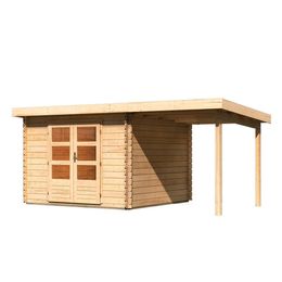 Karibu Gartenhaus mit 2 m Anbaudach &raquo;Baltasar 5&laquo; - 514x333x220cm - naturfarben -