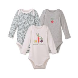Tchibo - 3 Langarmbodys - Baby - Gr. 86/92 - wei&szlig;/print