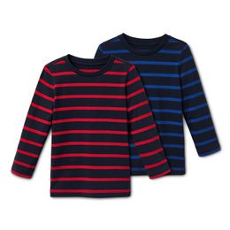 Tchibo - 2 Langarmshirts - Jungen - Gr. 134/140 - blau/gestreift