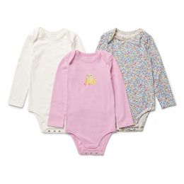 Tchibo - 3 Baby-Bodys mit Mitwachsfunktion - Baby - Gr. 98/104 - creme/print