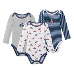 Tchibo - 3 Langarm-Bodys - Baby - Gr. 50/56 - wei&szlig;/gestreift