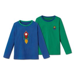 Tchibo - 2 Langarmshirts - Jungen - Gr. 98/104 - blau/print
