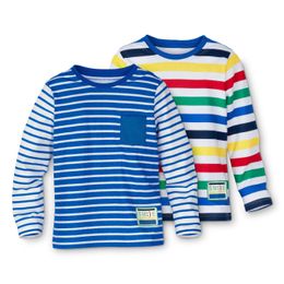 Tchibo - 2 Langarmshirts - Jungen - Gr. 134/140 - wei&szlig;/gestreift