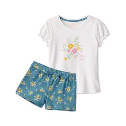 Tchibo - Shorty-Pyjama - M&auml;dchen - Gr. 134/140 - wei&szlig;/print