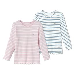 Tchibo - 2 gestreifte Langarmshirts - M&auml;dchen - Gr. 98/104 - wei&szlig;/gestreift