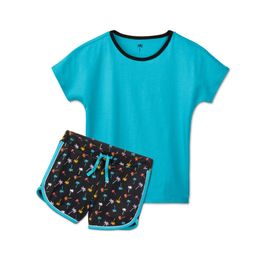 Tchibo - Shorty-Pyjama - M&auml;dchen - Gr. 170/176 - hellblau/print