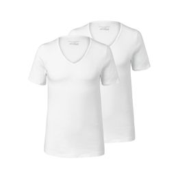 Tchibo - 2 Qualit&auml;ts-Feinripp-Unterhemden mit kurzem Arm und V-Ausschnitt - Herren - Gr. 4Xl/10 - wei&szlig;