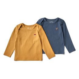 Tchibo - 2 Baby-Langarmshirts mit Rippstruktur - Baby - Gr. 50/56 - dunkelblau