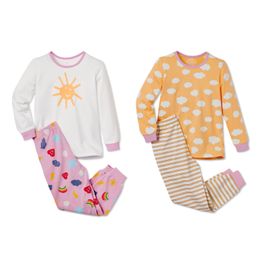 Tchibo - 2 Pyjamas - M&auml;dchen - Gr. 134/140 - wei&szlig;/print