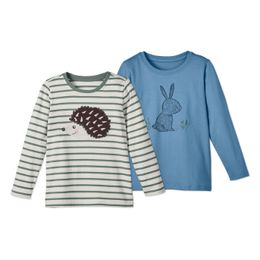 Tchibo - 2 Langarmshirts - Kinder - Gr. 122/128 - creme/print