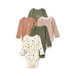 Tchibo - 5 Baby-Bodys mit Mitwachsfunktion - Baby - Gr. 86/92 - olivgr&uuml;n/print
