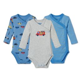 Tchibo - 3 Langarm-Bodys - Baby - Gr. 86/92 - hellblau/gestreift