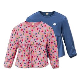 Tchibo - 2 Langarmshirts - M&auml;dchen - Gr. 134/140 - wei&szlig;/print