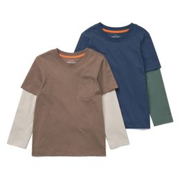 Tchibo - 2 Kinder-2-in1-Langarmshirts - Jungen - Gr. 134/140 - dunkelblau