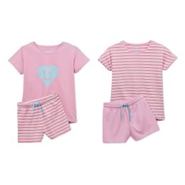 Tchibo - 2 Shorty-Pyjamas - M&auml;dchen - Gr. 134/140 - hellblau/gestreift