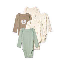 Tchibo - 5 Baby-Bodys mit Mitwachsfunktion - Kinder - Gr. 98/104 - dunkelbraun/print