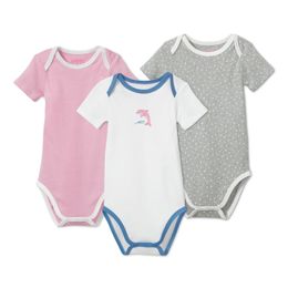 Tchibo - 3 Kurzarmbodys - Kinder - Gr. 98/104 - wei&szlig;/gestreift