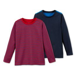 Tchibo - 2 Longsleeves - Jungen - Gr. 146/152 - dunkelblau/gestreift