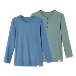 Tchibo - 2 Langarmshirts - Jungen - Gr. 122/128 - blau