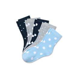 Tchibo - 5 Paar Socken - M&auml;dchen - Gr. 31-34 - silber/gepunktet