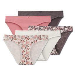 Tchibo - 5 Slips - Damen - Gr. M - taupe/print