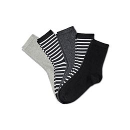 Tchibo - 5 Paar Socken - M&auml;dchen - Gr. 31-34 - anthrazit/gestreift