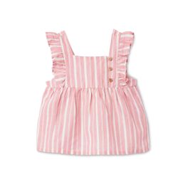 Tchibo - Sommerbluse mit Leinen - M&auml;dchen - Gr. 98/104 - wei&szlig;/gestreift