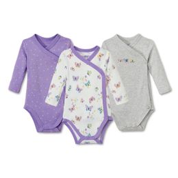 Tchibo - 3 Langarm-Bodys - M&auml;dchen - Gr. 98/104 - lila/gepunktet
