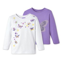 Tchibo - 2 Langarmshirts - Baby - Gr. 86/92 - silber