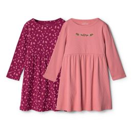 Tchibo - 2 Baby-Jerseykleider - Baby - Gr. 86/92 - dunkelrosa/gebl&uuml;mt