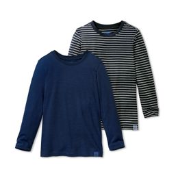 Tchibo - 2 Langarmshirts - Jungen - Gr. 110/116 - wei&szlig;/gestreift