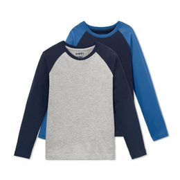 Tchibo - 2 Langarmshirts - Jungen - Gr. 110/116 - dunkelblau