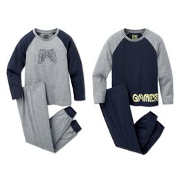 Tchibo - 2 Jersey-Pyjamas - Jungen - Gr. 170/176 - dunkelblau/print