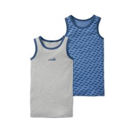 Tchibo - 2 Unterhemden - Jungen - Gr. 122/128 - blau/gestreift