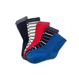Tchibo - 5 Paar Socken - M&auml;dchen - Gr. 31-34 - dunkelblau/gestreift