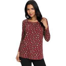 Damen Langarmshirt mit Animalmuster bordeaux-schoko-bedruckt, Gr&ouml;&szlig;e 56
