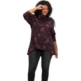 sheego by Joe Browns Damen Sweatshirt mit weitem Schalkragen beere-gemustert Gr&ouml;&szlig;e 44/46