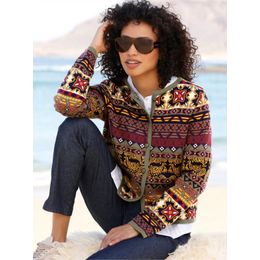 Heine Witt Damen Jacquardstrickjacke im bunten Farbmix, marine-ocker-gemustert, Gr&ouml;&szlig;e 50