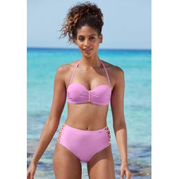 Venice Beach Damen Highwaist-Bikini-Hose, Lila, Gr. 36, Bikinihosen, Material: Polyamid