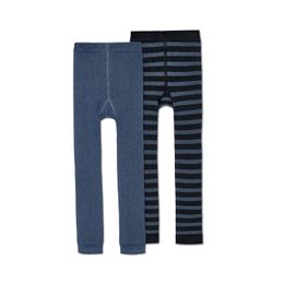 Tchibo - 2 Paar Thermoleggings - Gr. 98/104 - dunkelblau/gestreift