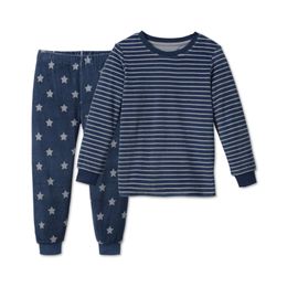 Tchibo - Nicki-Pyjama - Kinder - Gr. 134/140 - dunkelblau/gestreift