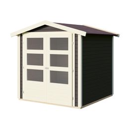 Karibu Ger&auml;tehaus mit Doppelfl&uuml;gelt&uuml;r - 186x186x201cm - grau -