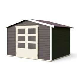Karibu Ger&auml;tehaus mit Doppelfl&uuml;gelt&uuml;r - 246x246x209cm - grau -