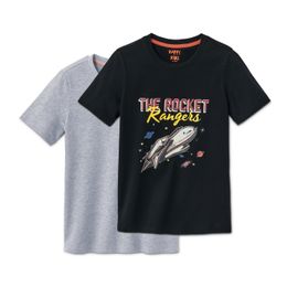 Tchibo - 2 T-Shirts - Gr. 122/128 - schwarz/print