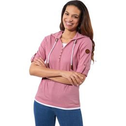 CR&Eacute;ATION L Damen 2-in-1-Shirt mit Kapuze altrosa-wei&szlig; Gr&ouml;&szlig;e 50