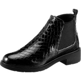 Damen Stiefelette mit Pr&auml;gung im Kroko-Look schwarz Gr&ouml;&szlig;e 40