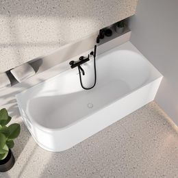 evineo ineo3 Eck-Badewanne mit Schlitz-&Uuml;berlauf L: 180 B: 75 H: 60 cm, Raumecke rechts, BE4084WM,